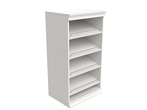 ClosetMaid Modular Storage Angled Shelves, Wood Closet Organizer Adjustable, Stacking, Full Backer, Decorative Trim, White, Shoe Shelf Unit