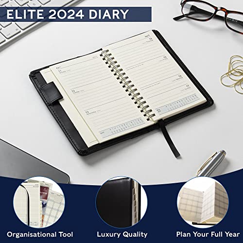 Collins Elite 2024 Diary Pocket Week to View Planner - Business Planner and Organiser - January to December 2024 Diary - Weekly - Red - 1165V.15-24