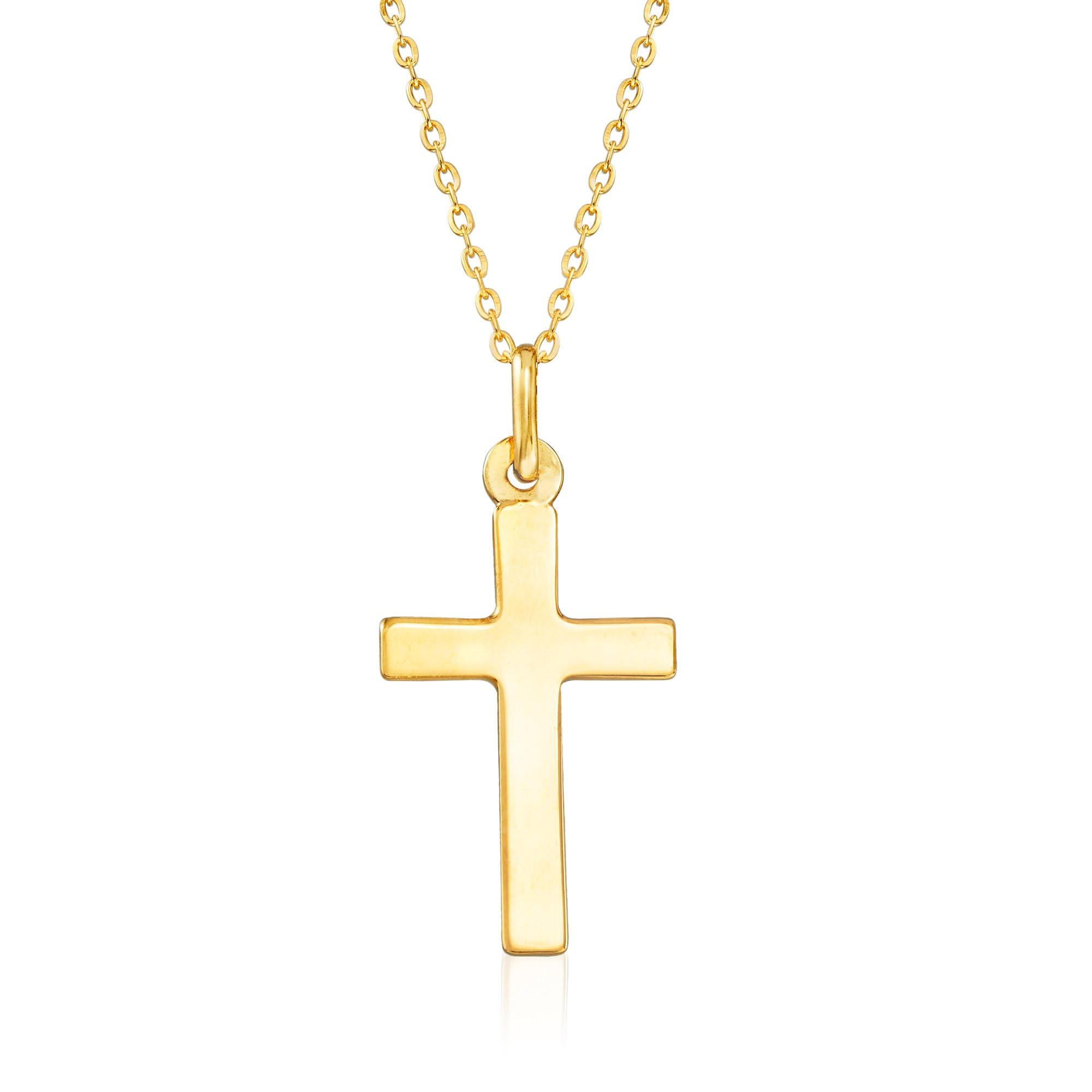 Ross-Simons Italian 18kt Yellow Gold Cross Pendant Necklace. 18 inches
