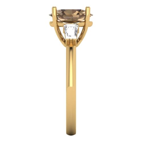 Clara Pucci 2.5ct Oval Baguette cut 3 stone Solitaire Champagne Simulated Diamond Engagement Anniversary Bridal Ring 18K Yellow Gold 10.5