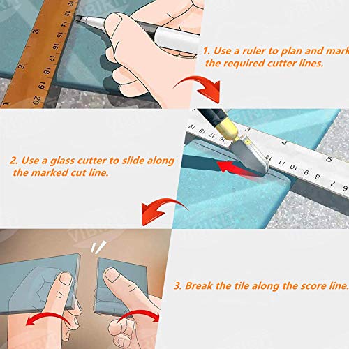 Glass Cutter Kit with Cutting Oil, 2mm-20mm Professional Cutting Head, Aotomatic Pencil Oil Feed Carbide Tip Glass Cutter Tool for Thick Glass Mosaic and Tile