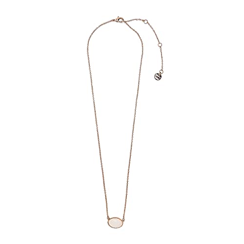 Pura Vida 16" Rose Gold Opal Necklace - Adjustable Length, Brass Base - Brand Charm, 3" Extender