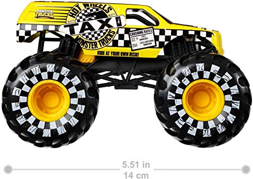 Hot Wheels Monster Trucks Taxi, 1:24 Scale for kids age 3, 4, 5, 6, 7, & 8 Years Old Great Gift Toy Trucks Large Scales