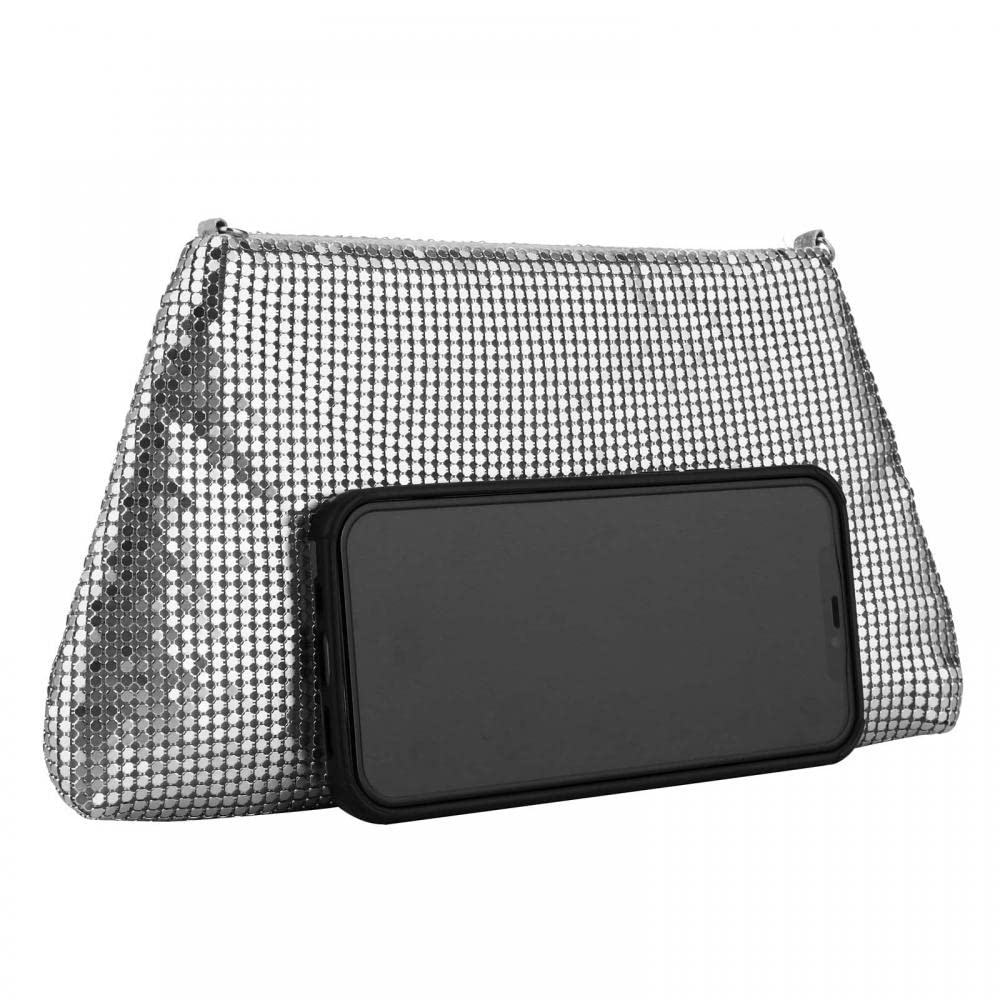 Crystal Rhinestone Purse for Party, Clutch Purses for Women Wedding Evening Handbags (Silver)