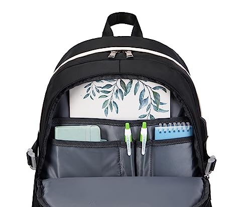 Joymoze Women Stylish Backpack Set Girl Laptop Backpack Casual Daypack Black