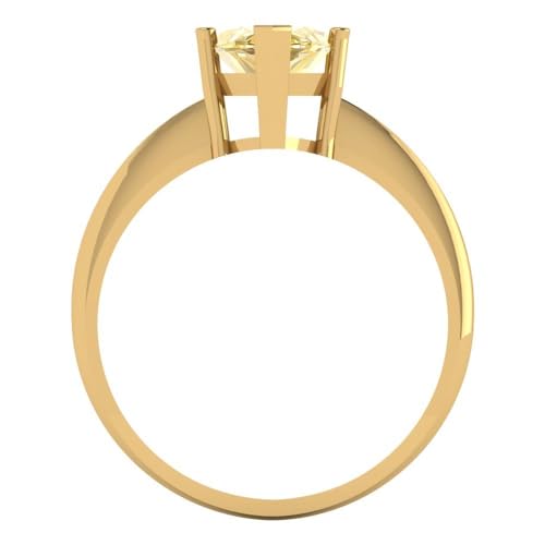 Clara Pucci 2.50 ct Marquise Cut Solitaire Yellow Simulated Diamond Engagement Bridal Promise Anniversary Ring 18K Yellow Gold Size 3.5