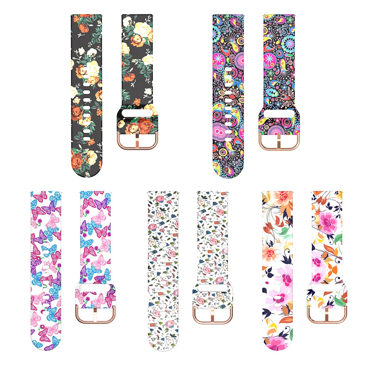 FitTurn Watch Band Compatible with TouchElex Venus 1.2" Smart Watch Straps for TouchElex Sirius 1.52" Smart Watch Bands Silicone Replacement Bracelet (5 Pack B)