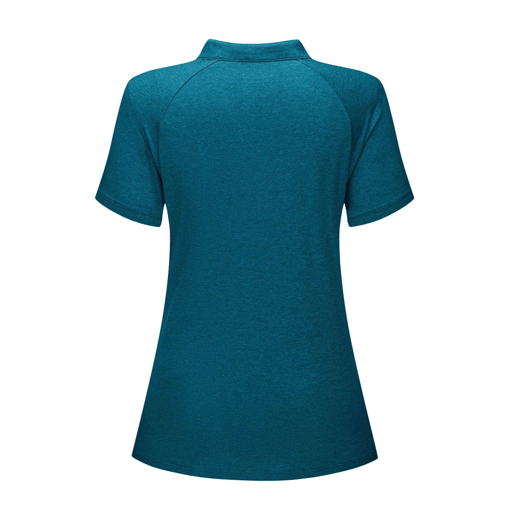 CRYSULLY Shirts for Women Golf Short Sleeve V Neck Workout Tennis Polo Shirt Peacock Blue