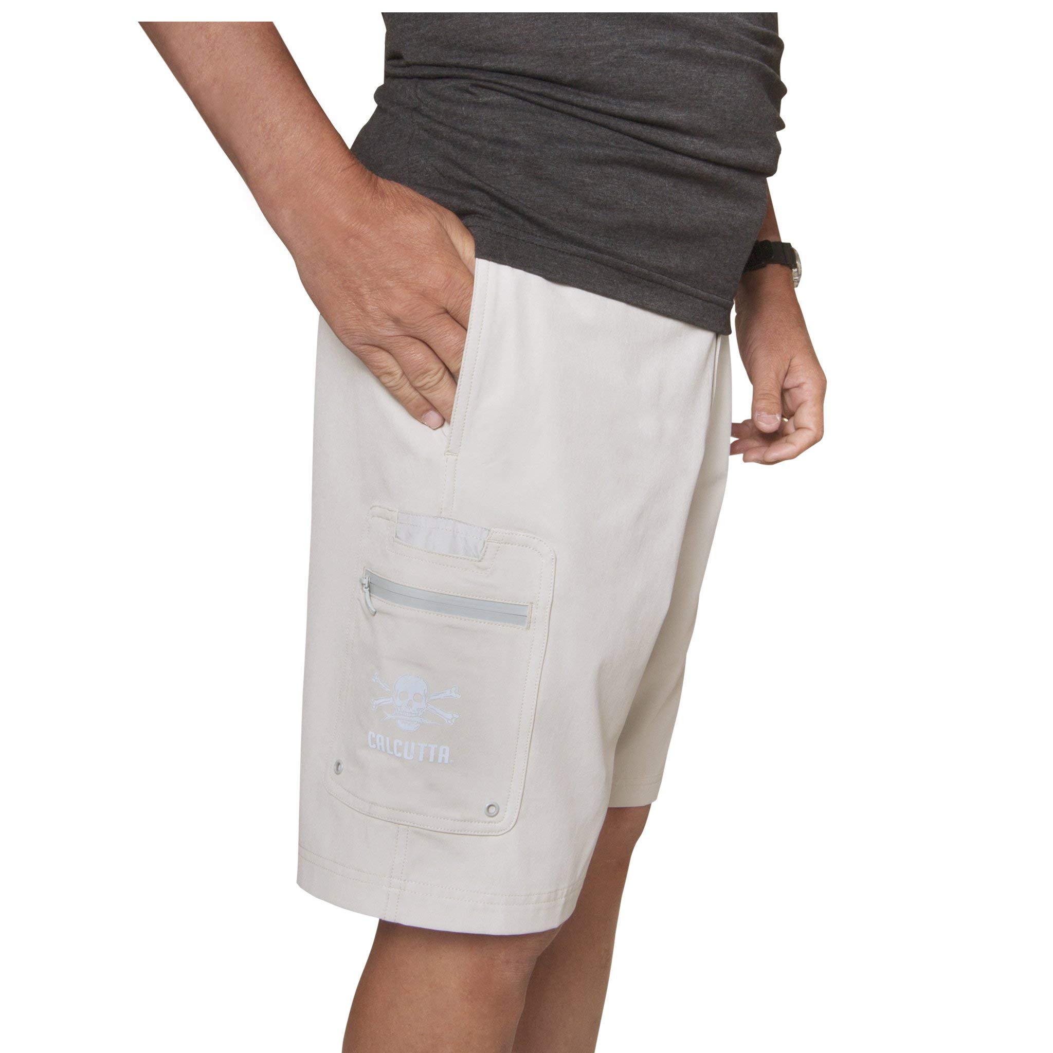 Calcutta Men’s Hybrid Fishing Board Shorts, Khaki, Size 36