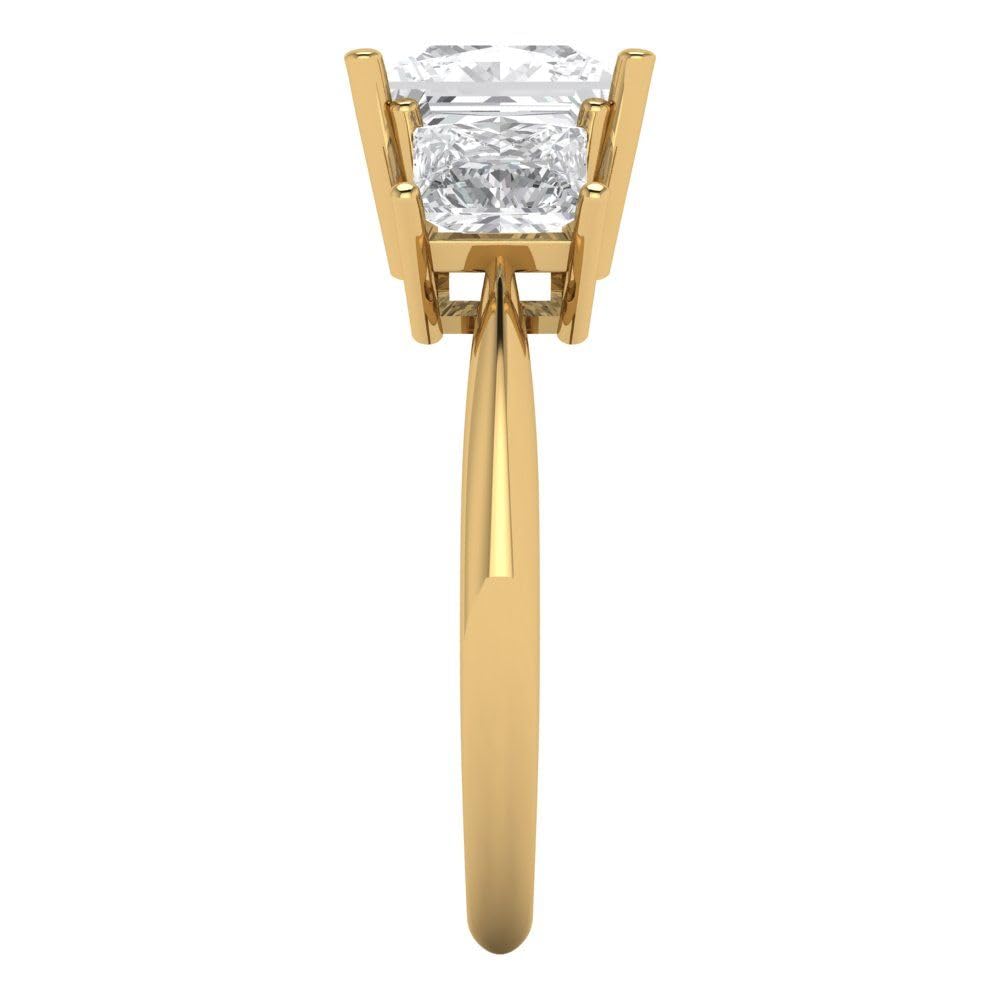 Clara Pucci 2.62 Ct Princess Cut Clear Simulated Diamond 14K Yellow Gold Solitaire with Accents 3 Stone Engagement Anniversary Ring sz 8