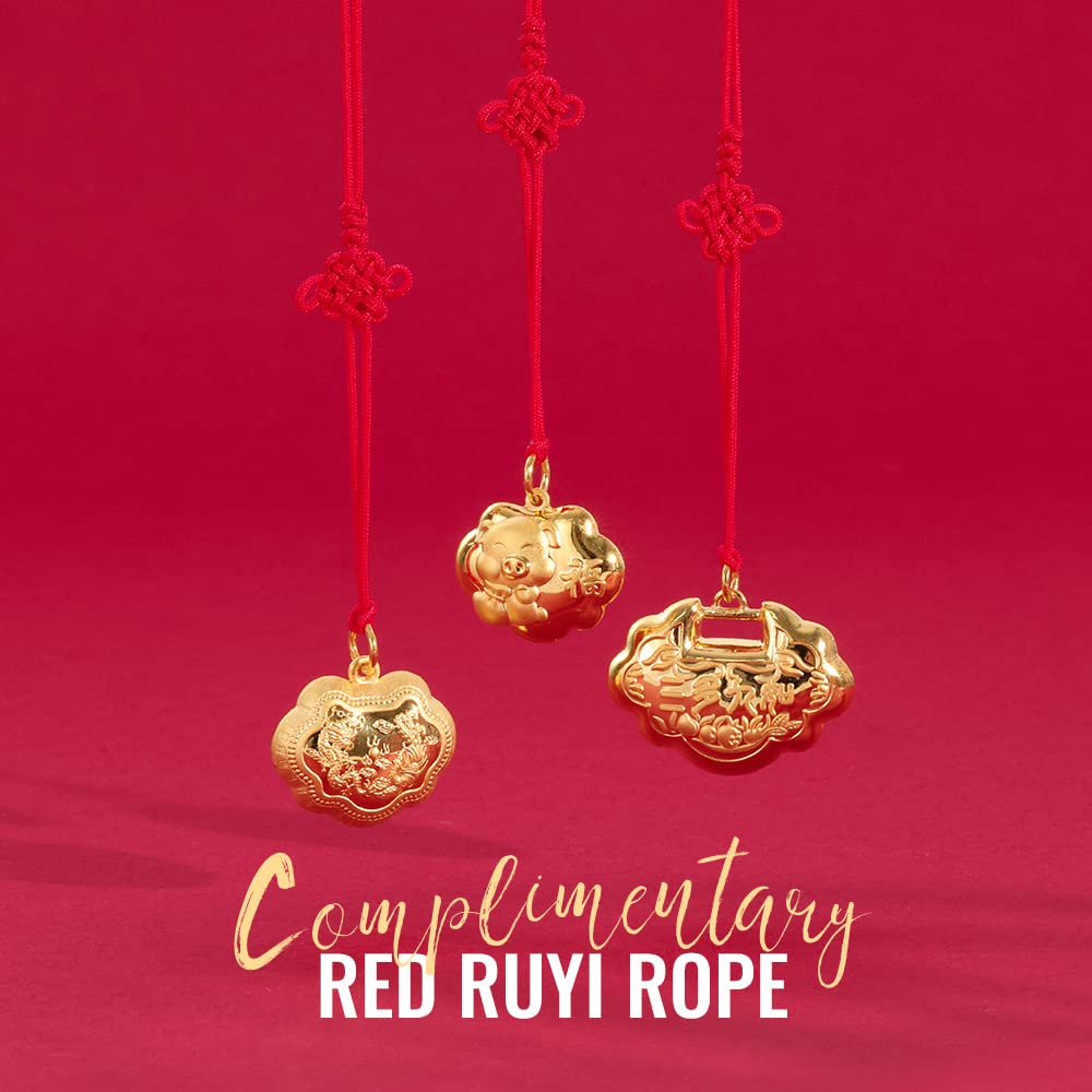 CHOW SANG SANG 999.9 24K Solid Gold Price-by-Weight 4.86g Gold Ruyi Lock Pendant for Women 84710P | [Not Include the Necklace]