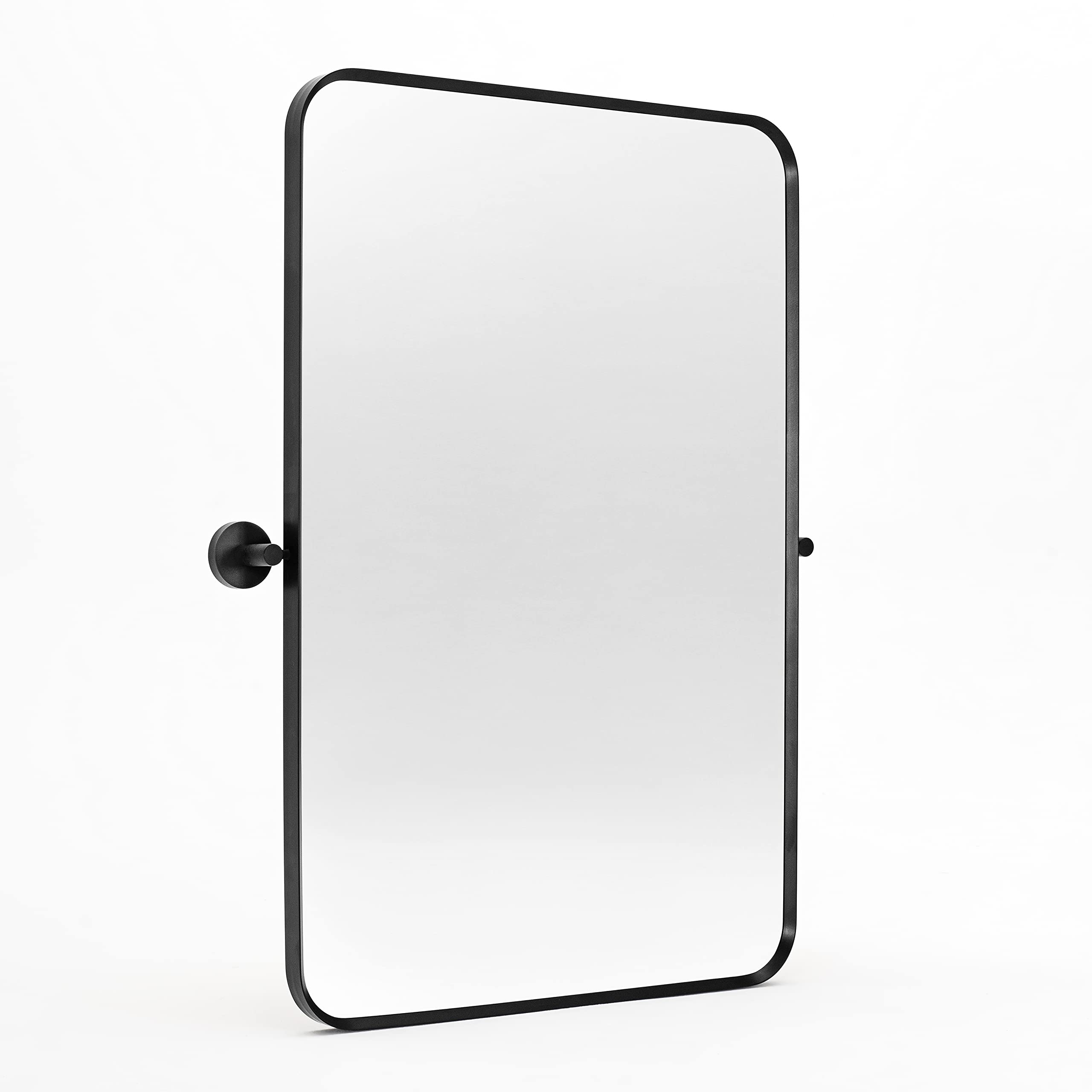 Minuover 20" x 30'' Pivot Rectangle Bathroom Mirror Tilting Beveled Black Metal Framed Vanity Mirrors for Wall (20" x 30", Matte Black)