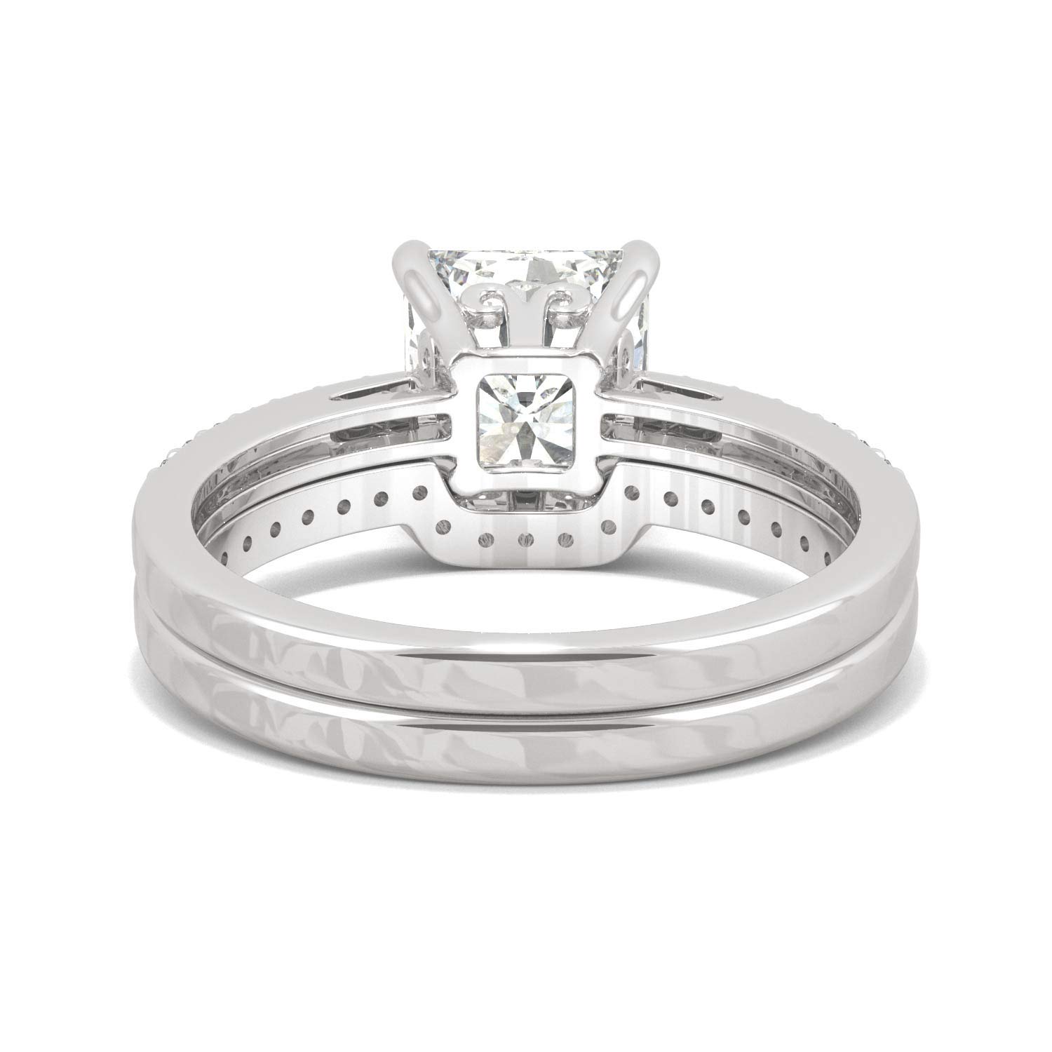 Charles & Colvard Created Moissanite 7mm Square Cut Bridal Ring Set for Women | 2.6 cttw DEW | Lab Grown | Solid 14K White Gold with Rhodium | Size 8