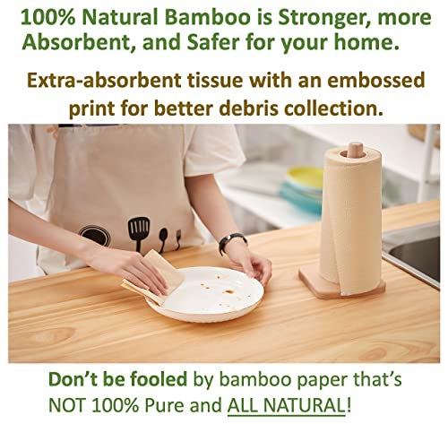 Purafide Premium-Quality, All-Natural Bamboo Paper Towels, Tree-Free, Chemical-Free, Extra Durable, Super Absorbent, Select-a-Size 2-Ply, 90 Sheets Per Roll. (PT 6 Rolls)
