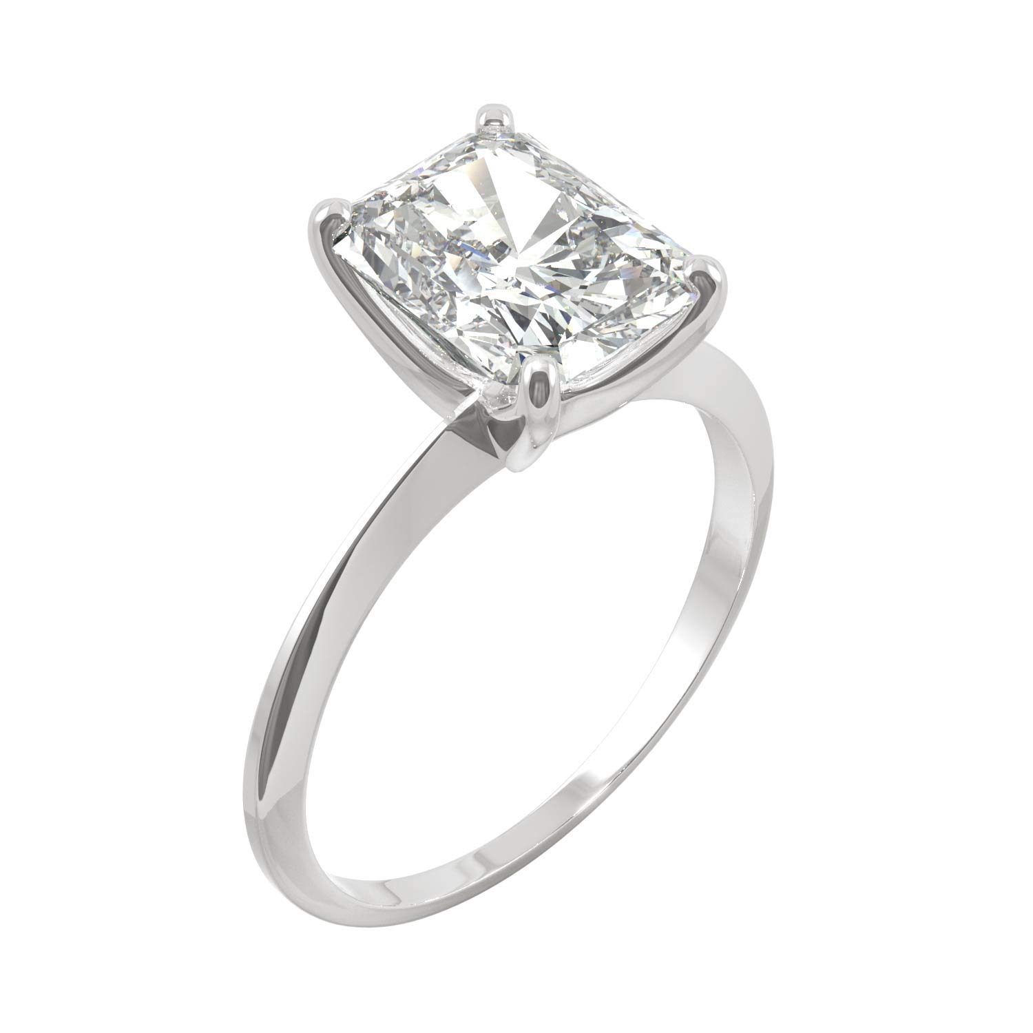 Charles & Colvard Created Moissanite 9x7mm Radiant Cut Engagement Ring for Women | 2.7 cttw DEW | Lab Grown | Solid 14K White Gold with Rhodium | Size 7