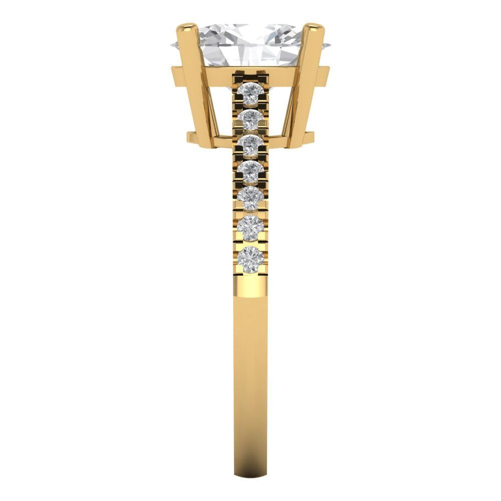 Clara Pucci 2.71 ct Oval Cut Solitaire W/Accent Genuine Moissanite Engagement Promise Anniversary Bridal Ring 18K Yellow Gold Size 4.25