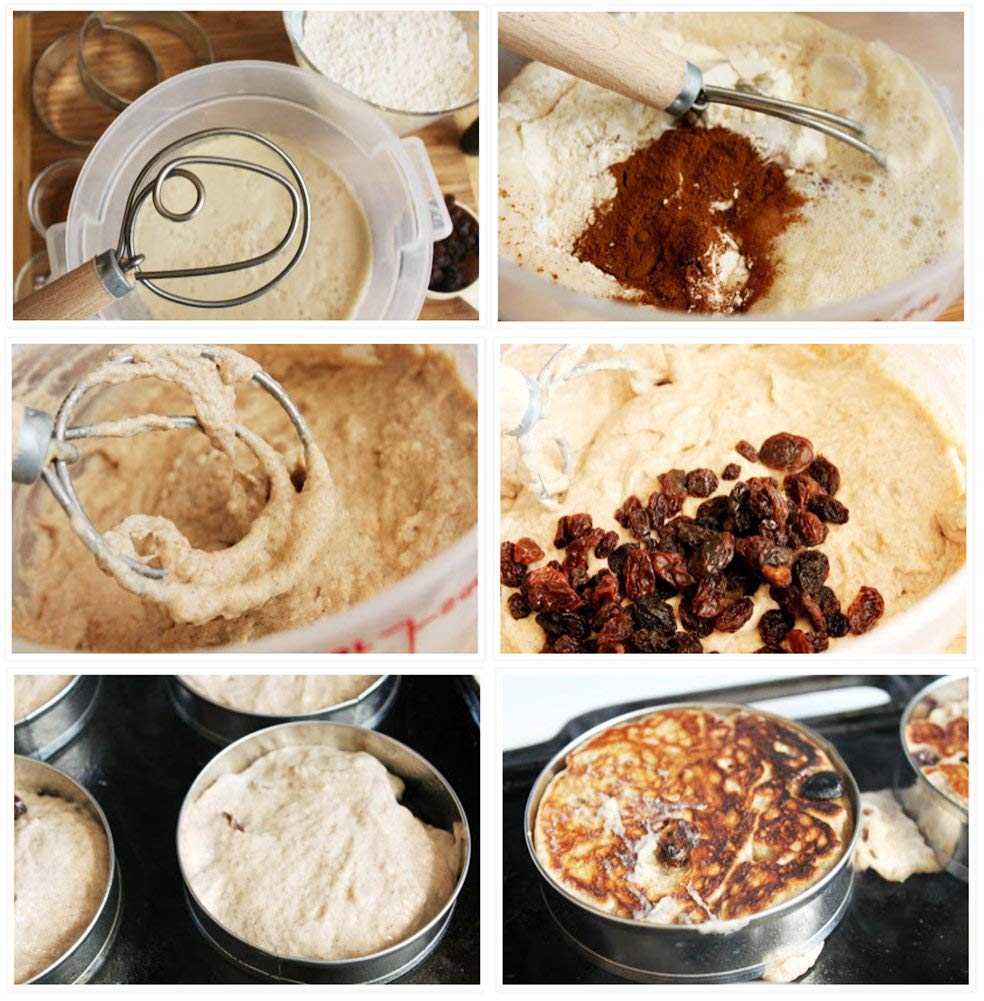 CFIKTE 13.5 Inch Stainless Steel Danish Dough Whisk Dutch Dough Whisks Bread Whisk for pastry, pizza. Great alternatives to a blender, mixer or hook(2 Pack)