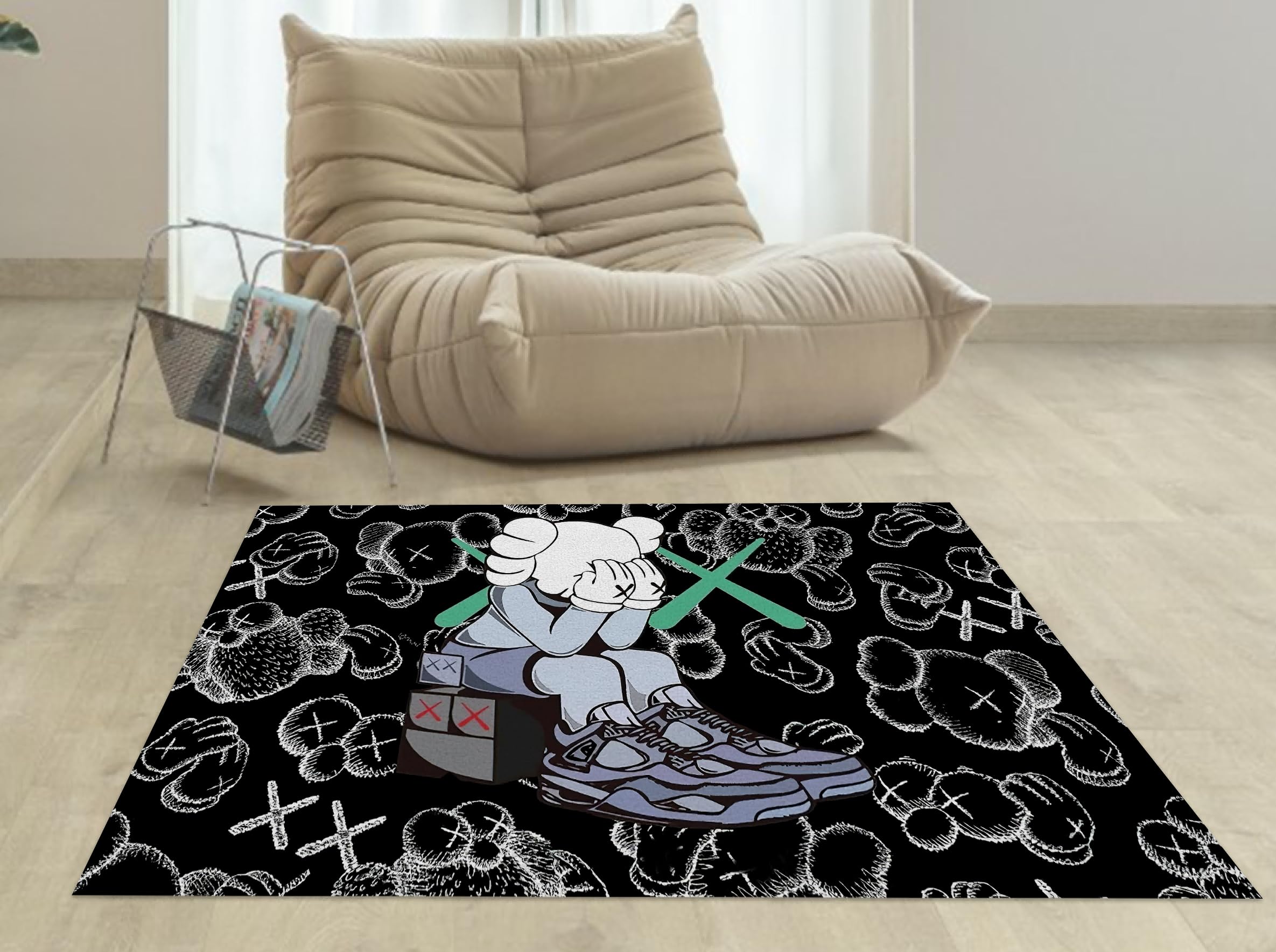 Hypebeast Area Rug 3D Digital Print Modern Abstract Art Pop Carpet Cool Hypebeast Room Decor Rug for Living Room Bedroom Playroom Non-Slip Floor Mat 5' x 7'