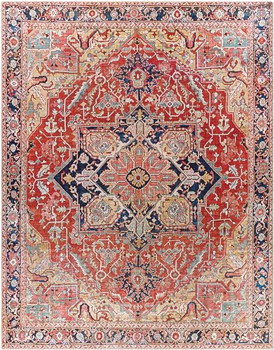 Livabliss Alfons Medallion Oriental Area Rug,7'6" x 9'6",Red/Gold