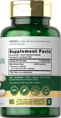 Carlyle White Kidney Bean | 6000mg | 200 Count | Non-GMO & Gluten Free Extract