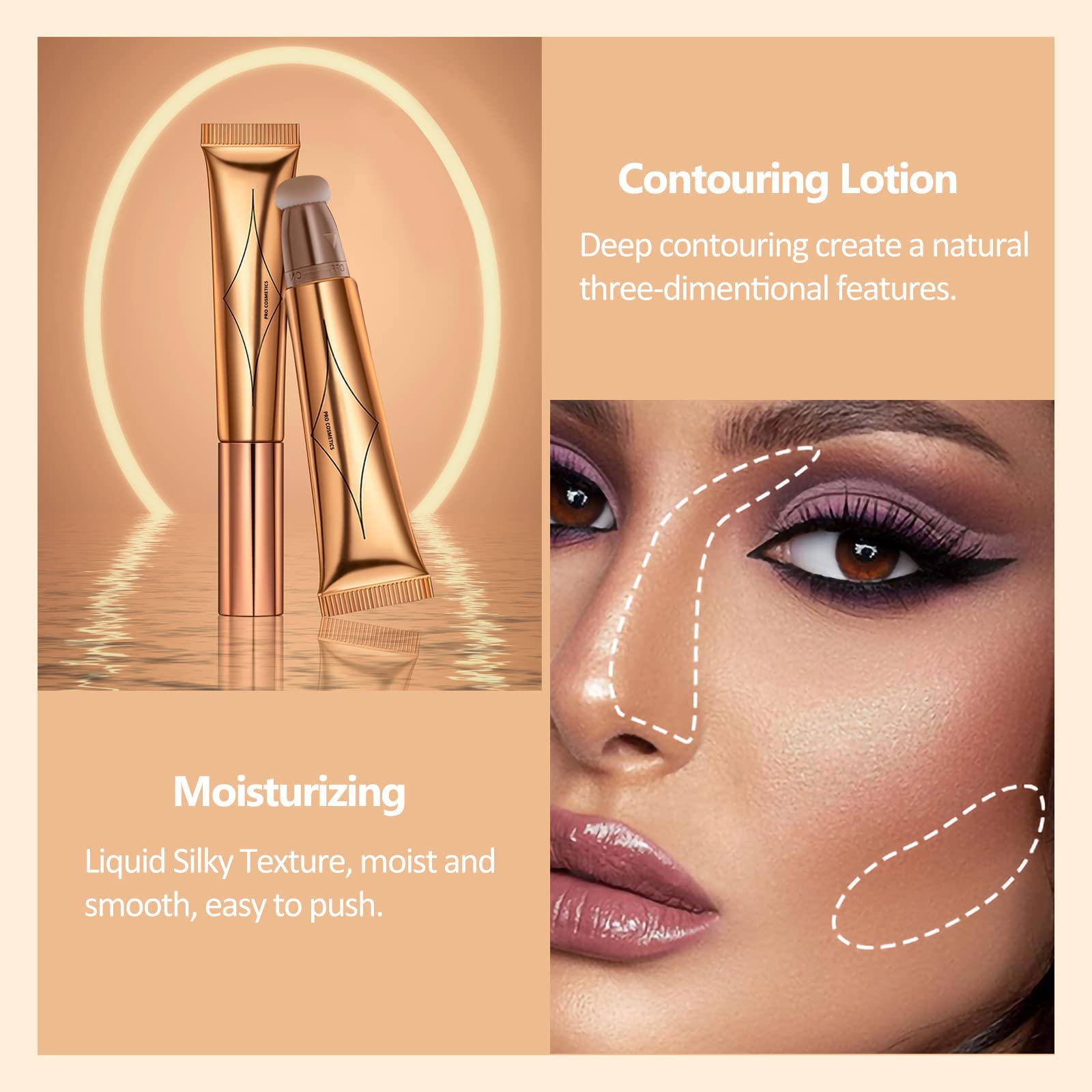 DAGEDA Contour Beauty Women Wand, Liquid Face Concealer Pen, Smooth Creamy Matte Finish Liquid Contour Stick with Soft Cushion Applicator, Blendable Waterproof Body Face Contouring Makeup, 0.53oz (01)