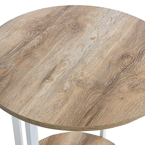Household Essentials Coastal Oak Round End Table 2 Tier
