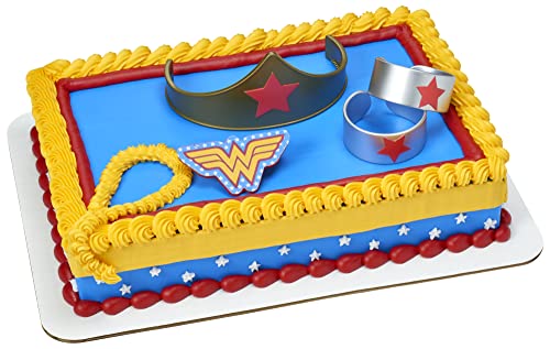 DecoPac 7222, Wonder Woman Strength and Power Cake Toppers, 3", count of 4