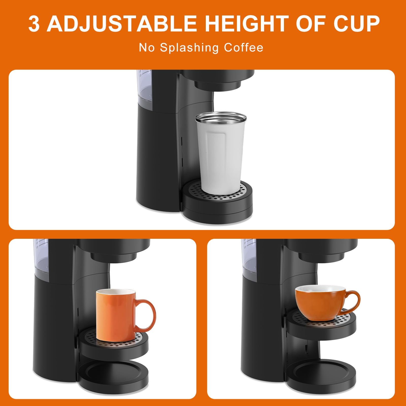 NEWSETS Single Serve Coffee Maker for K Cups and Ground Coffee, 4 in 1 Coffee Machine with Grinder and Milk Frother, 6 to 14oz Brew Sizes, 28oz Removable Water Reservoir, Self-cleaning Function, Black