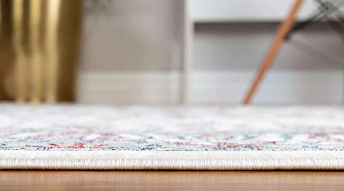 Unique Loom Narenj Collection Area Rug - Leeds (3' x 13' 1" Runner, Ivory/ Blue)