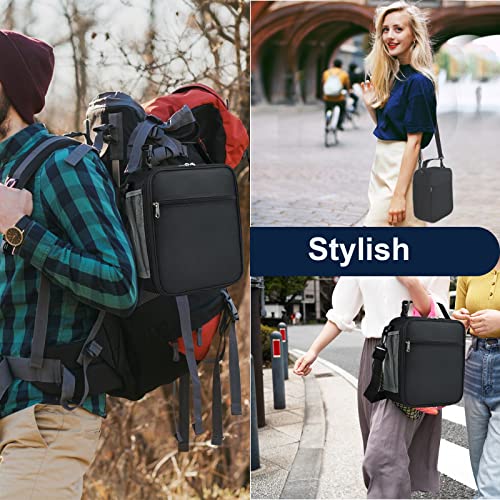 Insulated Lunch Bag 8L Lunch Box for Men Adults with Removable Shoulder Strap Small Lunch Bag for Work, Beach, Short Hiking, Day Camping, Black