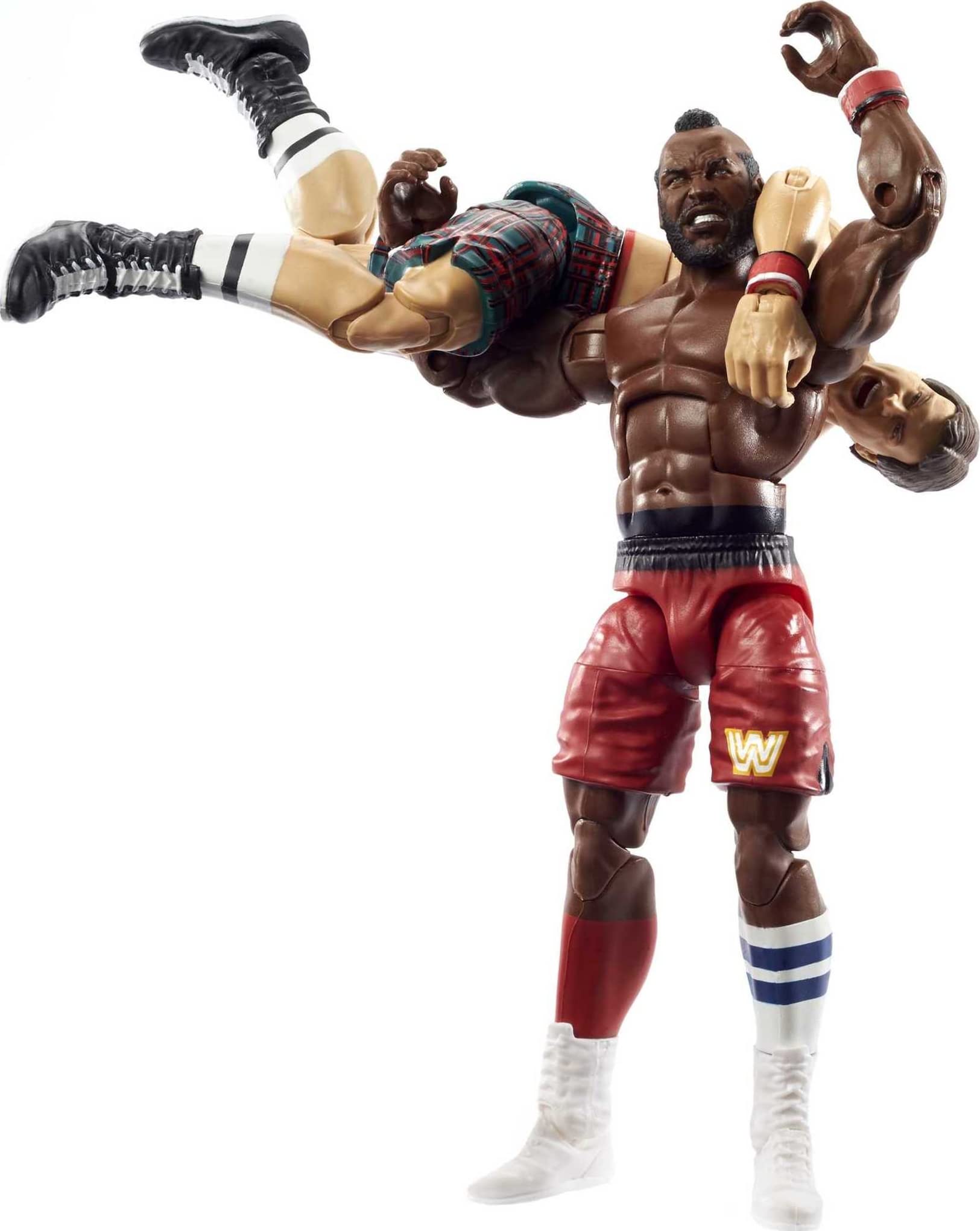 WWE Mr. T vs “Rowdy” Roddy Piper Elite Collection 2-Pack 6-in Action Figure with Boxing Robes & Swappable Hands, Posable Collectible Gift for WWE Fans Ages 8 Years Old & Up