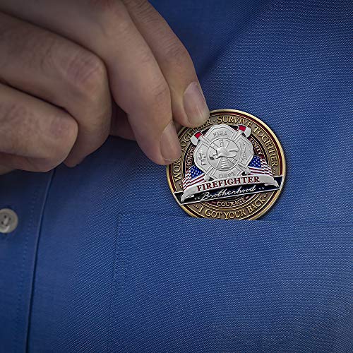 Firefighter Brotherhood Challenge Coin Saint Florian in Deluxe Display tin with Bonus polishing Cloth