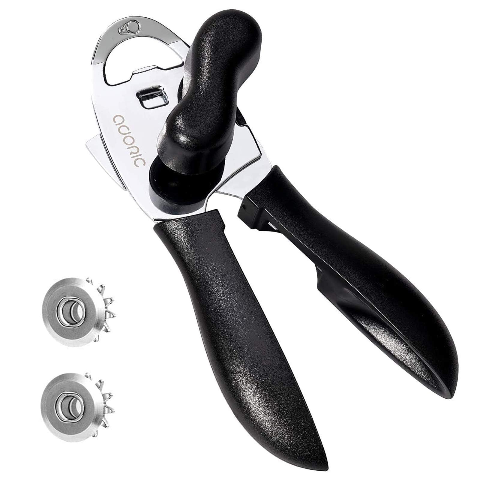 Can Opener Manual, 4-in-1 Can Opener Kitchen Durable Stainless Steel Heavy Duty Can Openers with Anti-slip Hand Grip Ultra Sharp & Smooth Edge