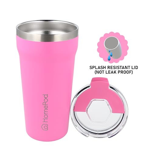 HomeRod 18 oz Stainless Steel Travel Insulated Tumbler Cup for Hot and Cold Drinks, Coffee Mug with Lid (Magenta Pink)