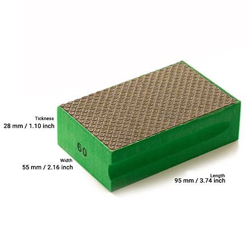 Glass Polish 15003 | Diamond Hand Pad, Hand-Held Sanding Block for Grinding, polishing, Sharp Edges | Grit 60
