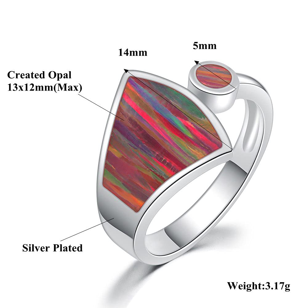 CiNily Sterling Silver Plated Orange Fire Opal Ring Women Jewelry Gemstone Ring Size 7