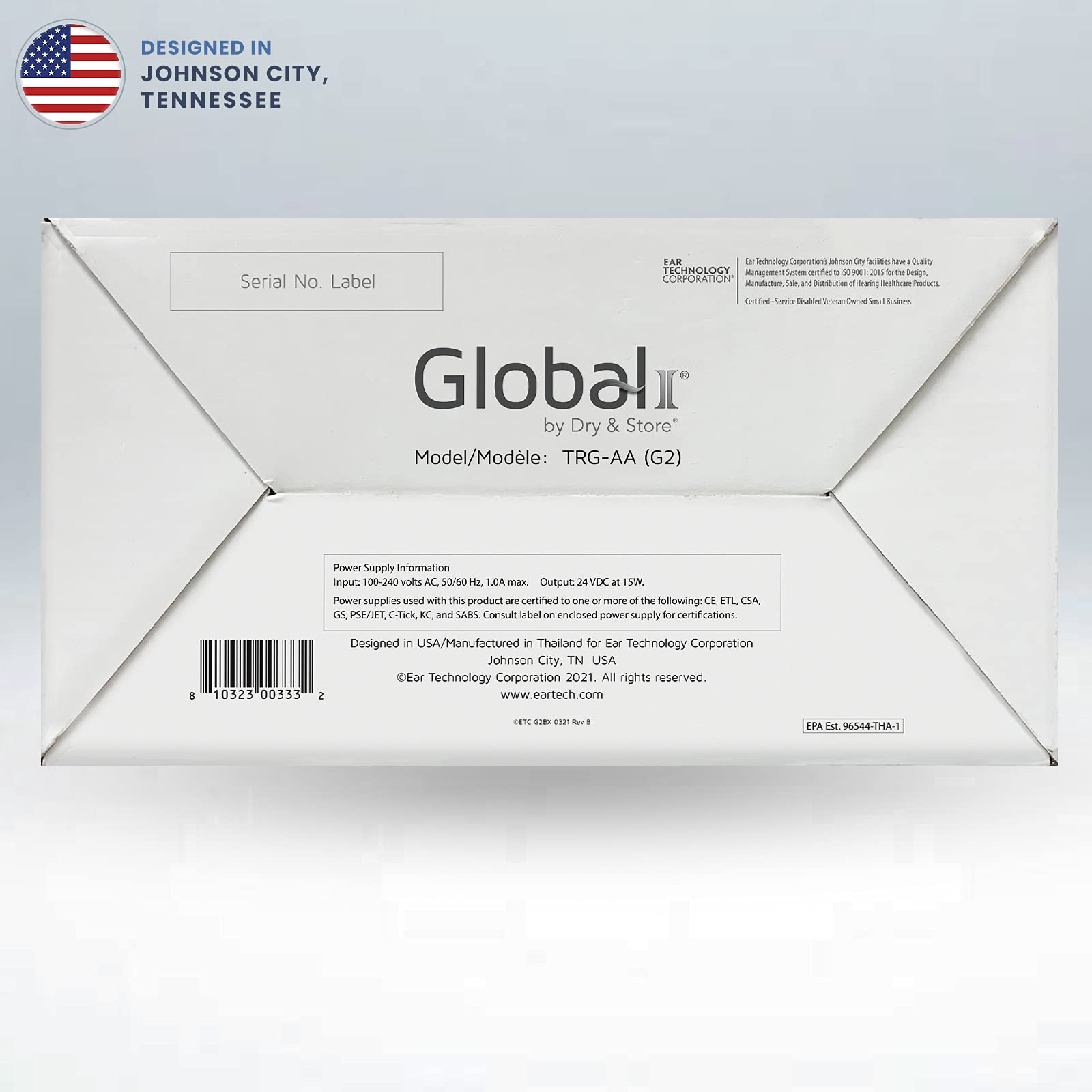 Global II by Dry & Store | Electric Hearing Aid Dehumidifier with UV-C Lamp Sanitizer
