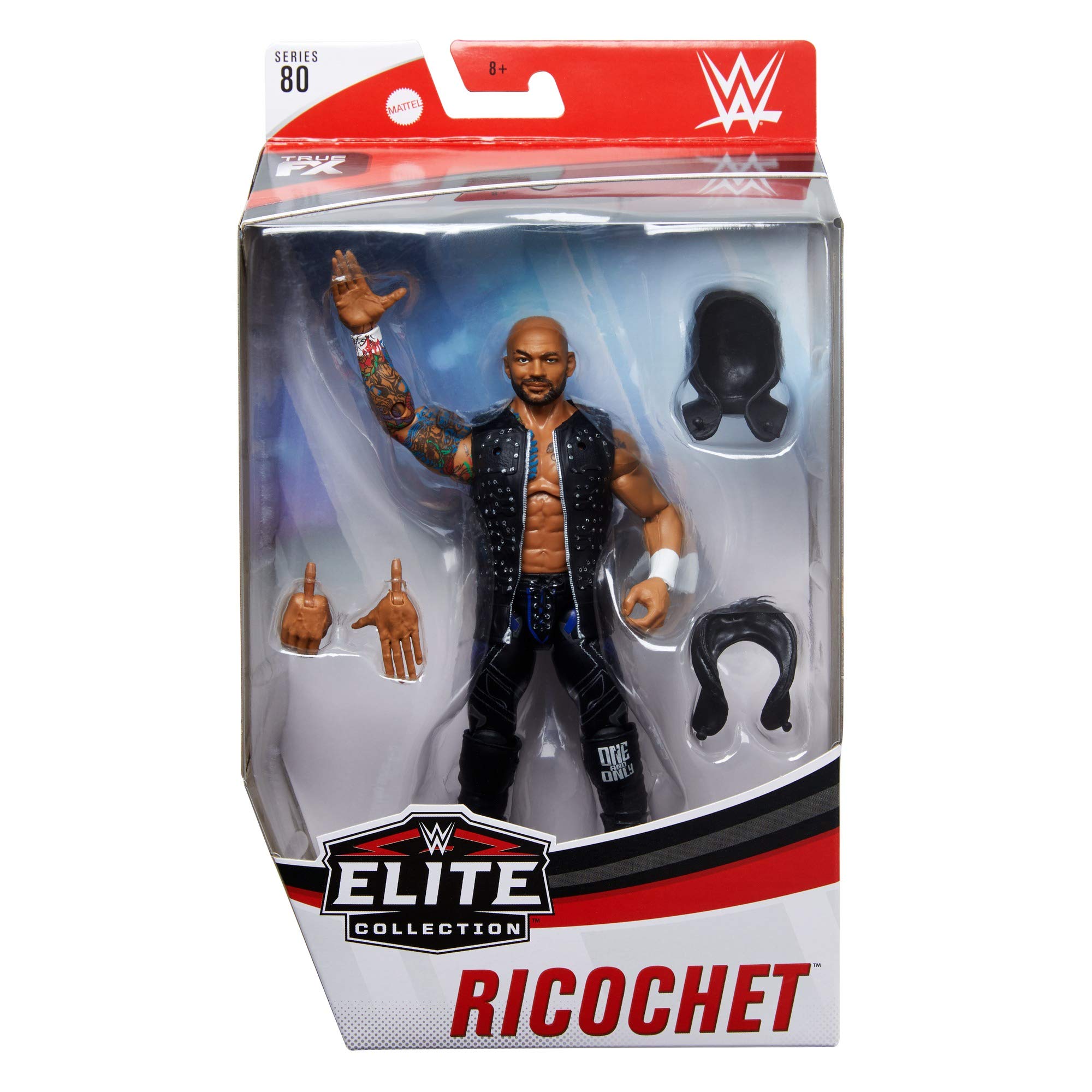 WWE Ricochet Elite Series #80 Deluxe Action Figure with Realistic Facial Detailing, Iconic Ring Gear & Accessories
