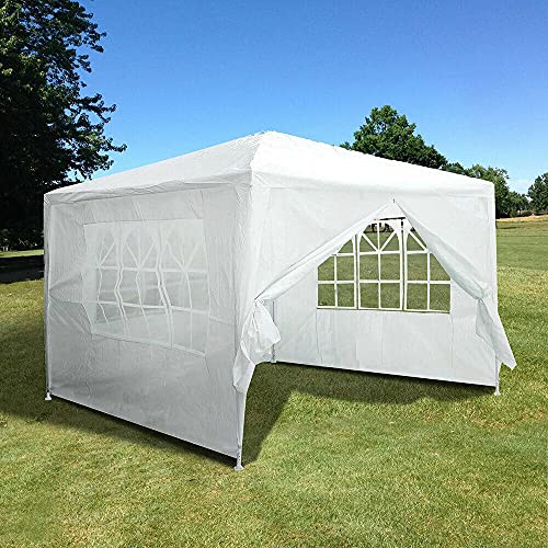 CLYZ 10'x10' Outdoor Canopy Party Wedding Tent White Gazebo Pavilion w/4 Side Walls