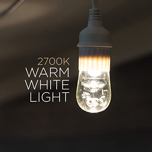 Enbrighten Classic Warm White String Lights, 48ft White Cord, 24 Shatterproof Acrylic Bulbs, Weatherproof, Outdoor String Lights, 35608