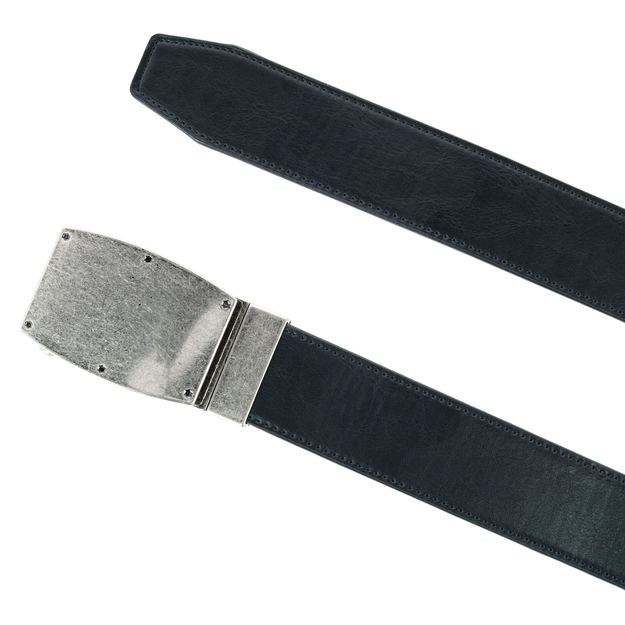 CTM® Men's Reversible Belt with Casual Plaque Buckle, 32/34, Black to Brown