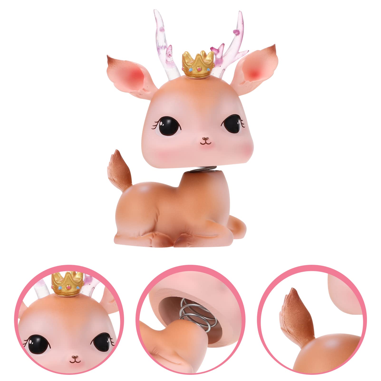 Deer Ornament Resin Deerlet Model Deerlet Decor Car Dashboard Deerlet Doll Cartoon Deerlet Model Resin Deer Adornment Car Interior Ornament Shaking Head Deerlet Statue