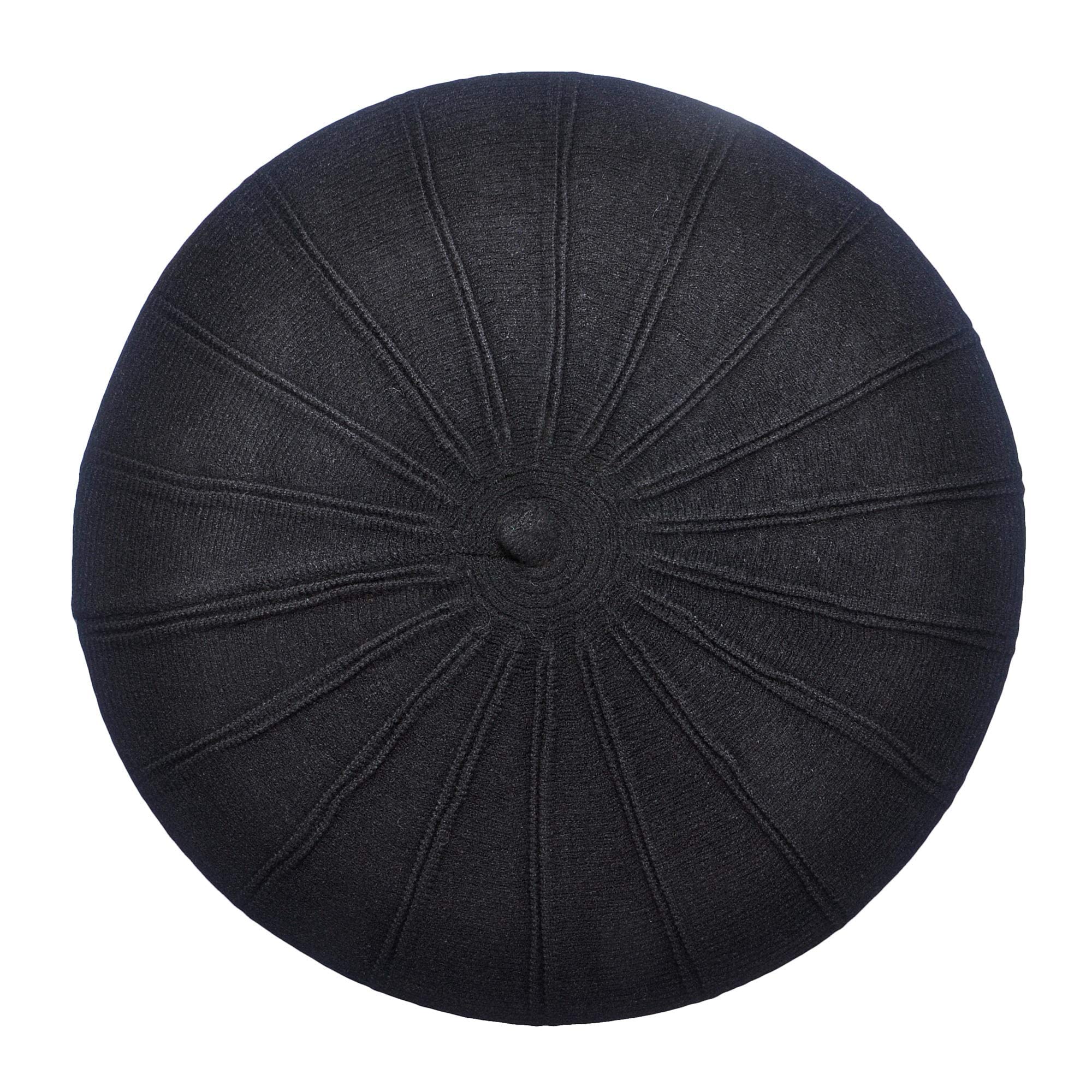 ZLYC French Beret hat, Reversible Solid Color Cashmere Knit Warm Beret Cap for Womens Girls (Black)