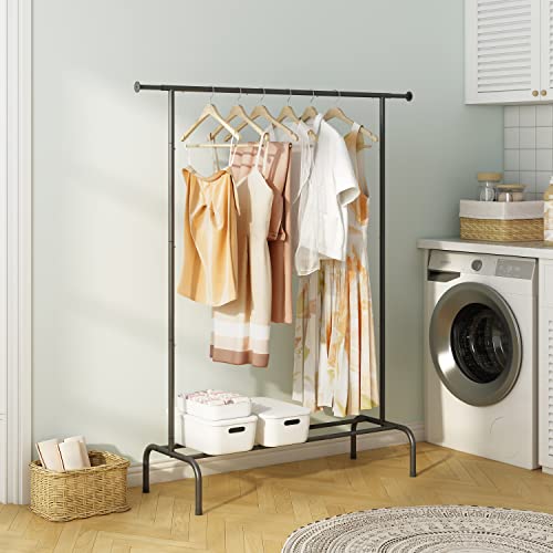 Gewudraw Clothes Rack, Metal Clothing Garment Rack, Extendable Freestanding Closet Wardrobe Rack Simple Clothing Organizer for Hanging Clothes