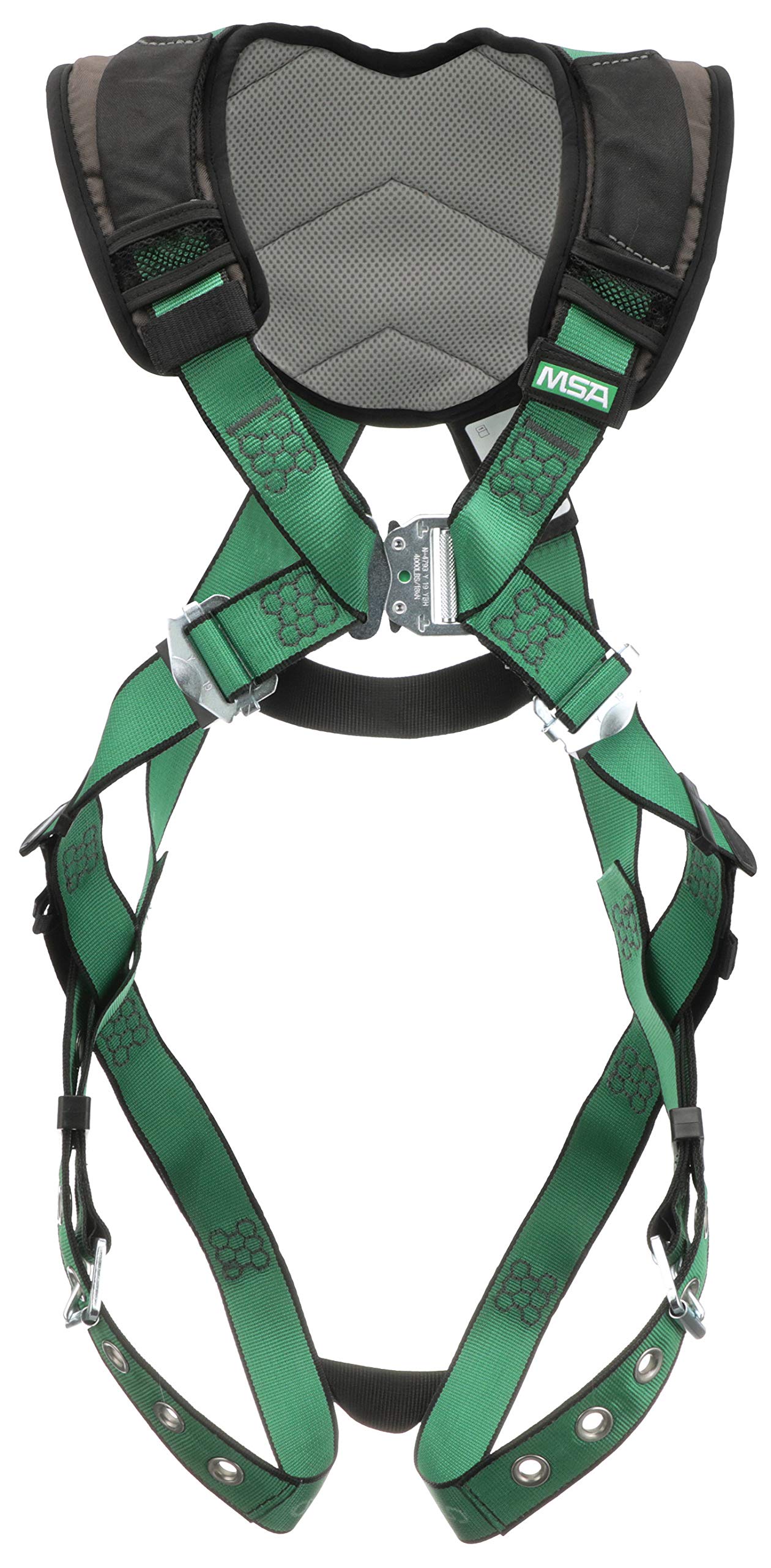 MSA 10205845 V-Form+ Full Body Safety Harness - Size: Standard (Medium), D-Ring Configuration: Back, Tongue Buckle Leg Straps, With Shoulder Padding, Full Body Harness