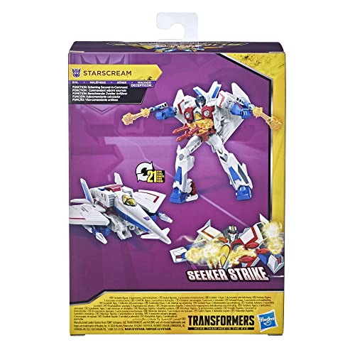 Transformers Bumblebee Cyberverse Adventures Toys Deluxe Class Starscream Action Figure, Seeker Strike Action Attack, 5-inch