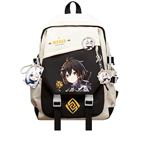 Dalicoter Genshin Impact Backpack Zhongli Backpack Cute 3D Printed Laptop Bookbag 17" Large Capacity Travel BackPack With Gift
