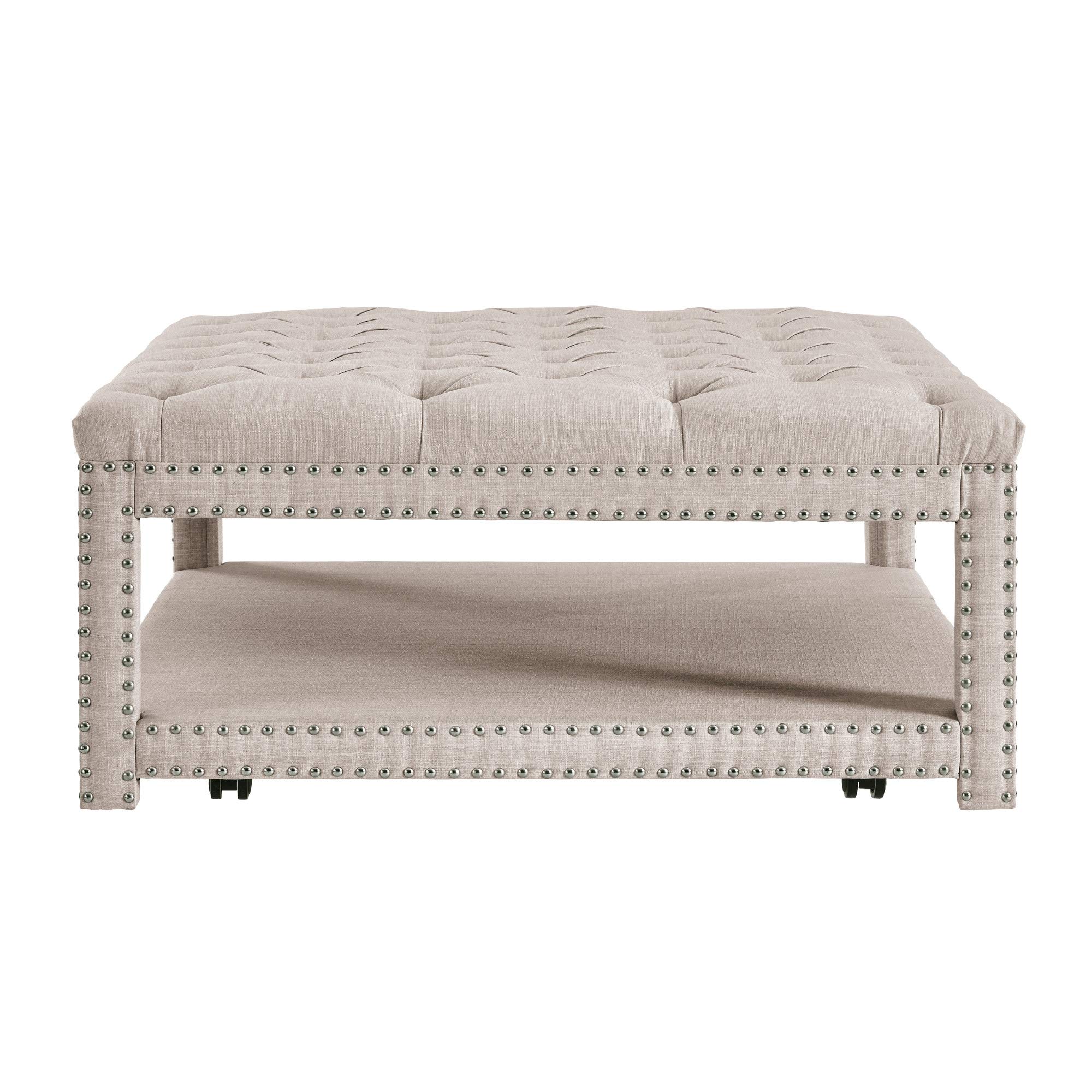 Delacora DS-D153-603-619 HM-DS-D153-603 40" Wide Fabric Ottoman