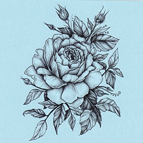 DaLin 4 Sheets Temporary Tattoos for Men Women Flowers Collection (Black Rose)