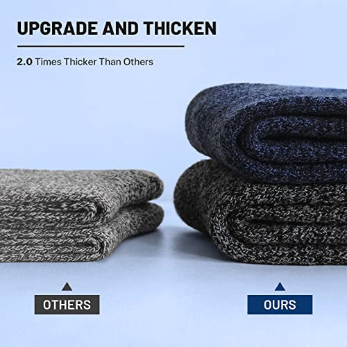 SIMIYA 5 Pairs Merino Wool Socks for Men, Thick Winter Wool Hiking Socks, Warm Breathable Crew Mens Socks(Fit USA Size 7-13